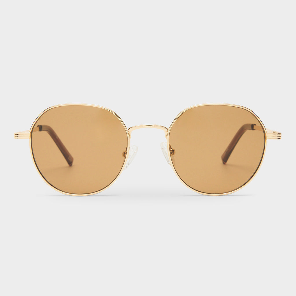 Odyssey Gold Uni-Sex Round Sunglasses | Le Specs