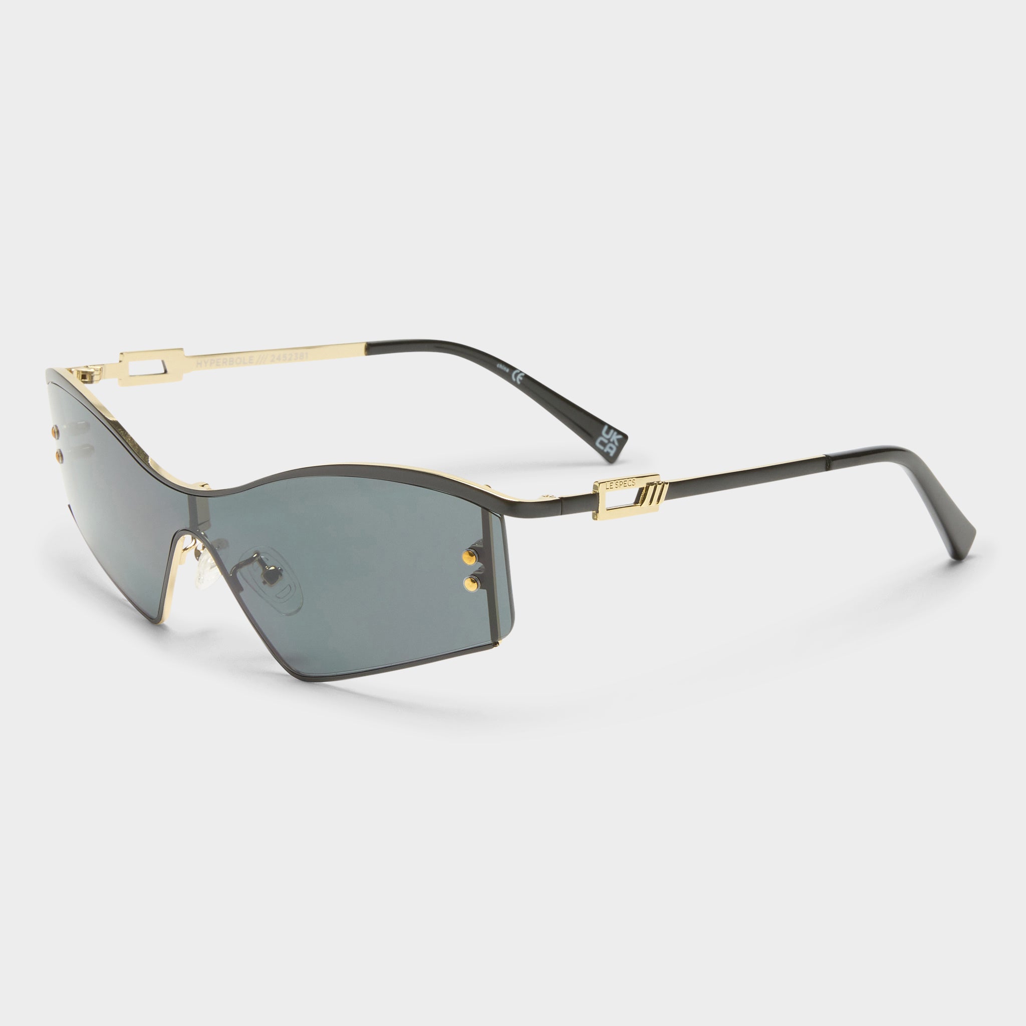 Hyperbole Satin Black Uni-Sex Shield Sunglasses | Le Specs
